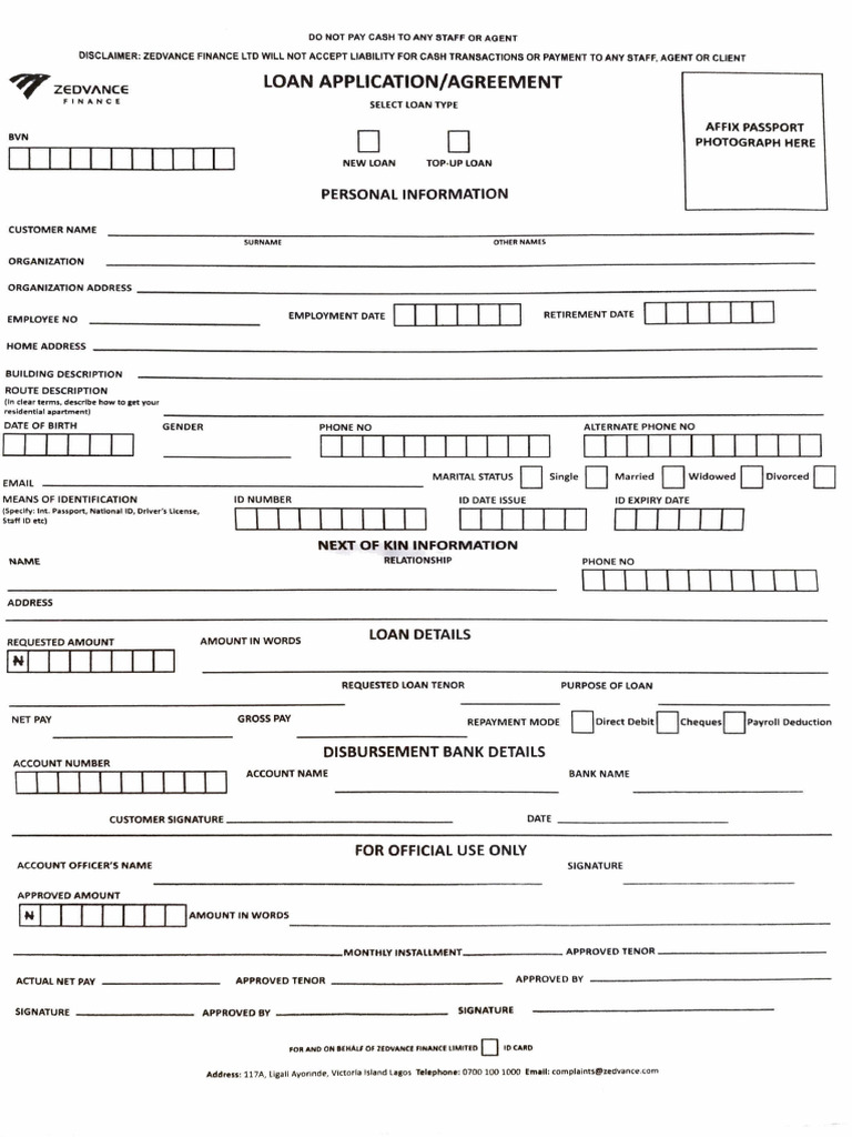 Zedvance Loan Application Guidelines | PDF | Interest | Loans