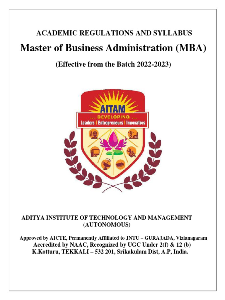 Ar-22 Mba Syllabus | PDF | Master Of Business Administration | Academic ...