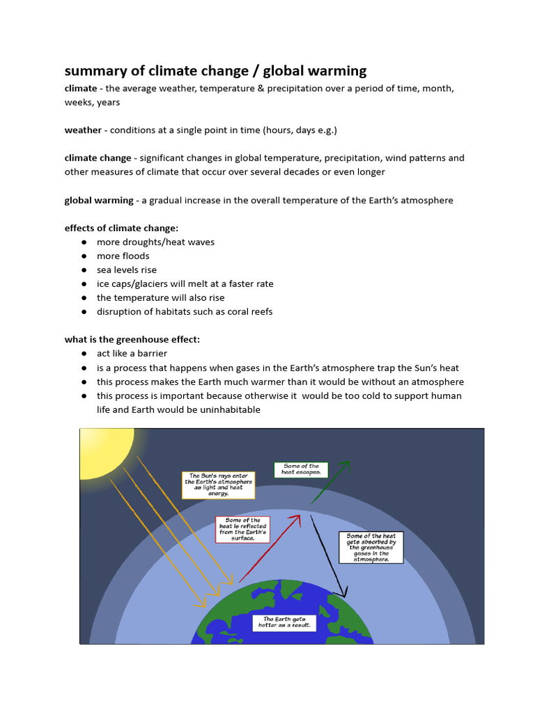 Climate Change Revision Notes | PDF | Climate Change | Greenhouse Effect