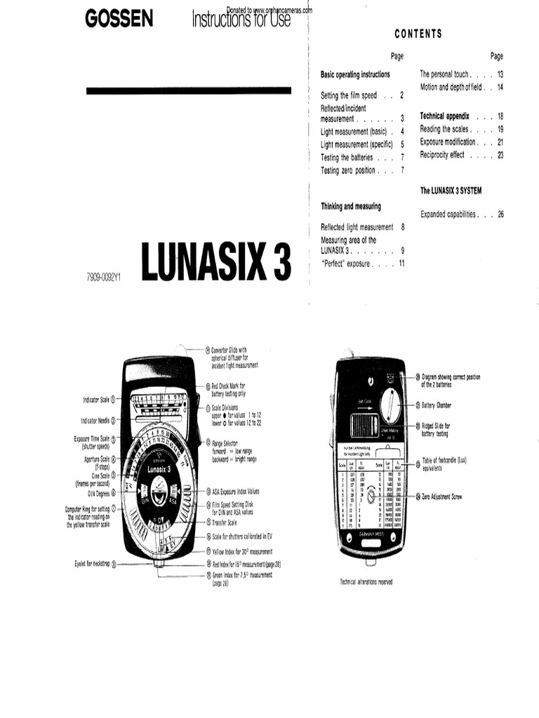 Manual Gossen Lunasix 3 | PDF