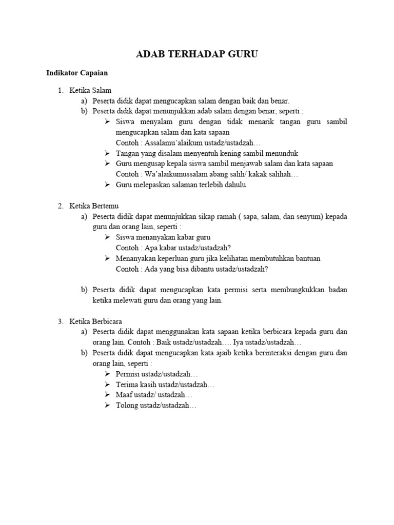 Adab Terhadap Guru | PDF
