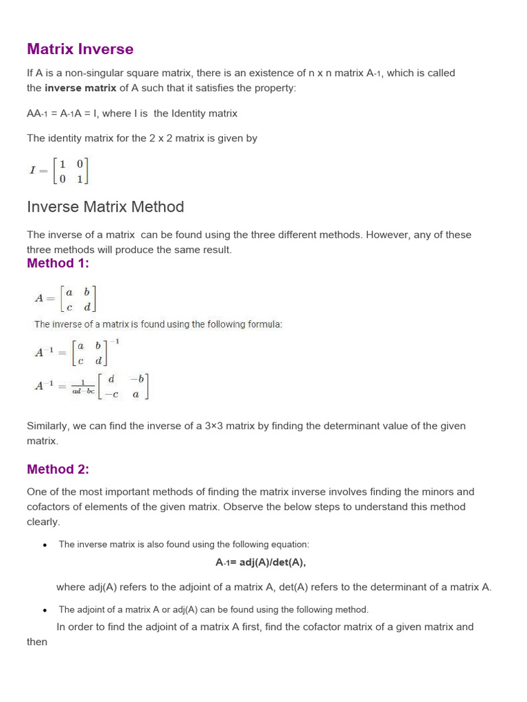 Matrix Inverse | PDF | Matrix (Mathematics) | Algebra