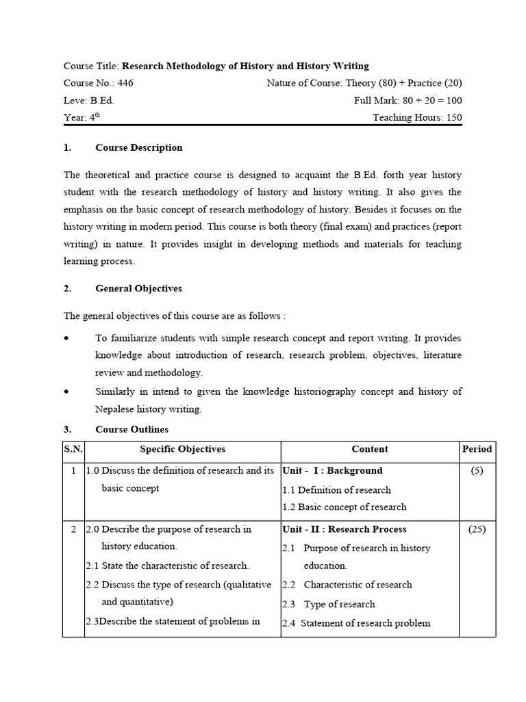 History Ed. 446 Research Methodology of History | PDF | Methodology ...