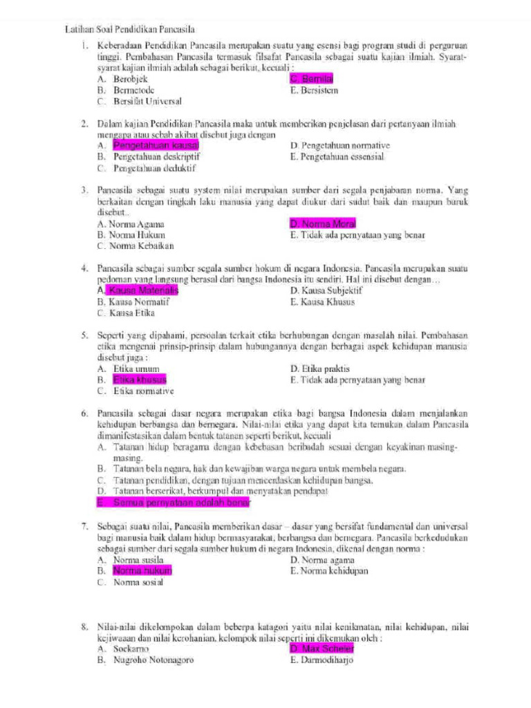 UAS Pancasila Ampun Dah | PDF