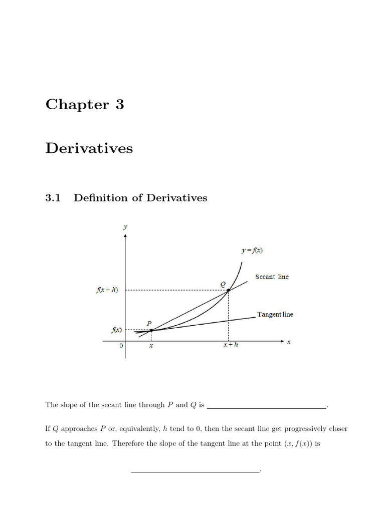 Chapter 3 Derivatives 2023 | PDF | Derivative | Tangent