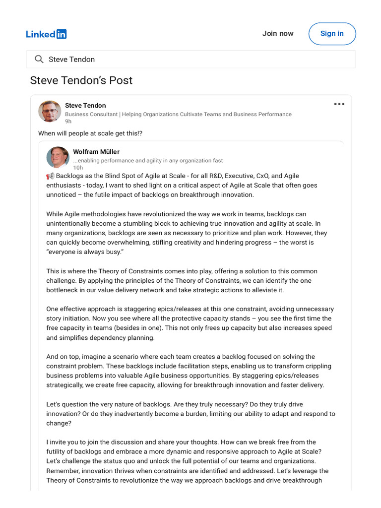 Steve Tendon On LinkedIn When Will People at Scal | PDF | Agile Software Development | Innovation