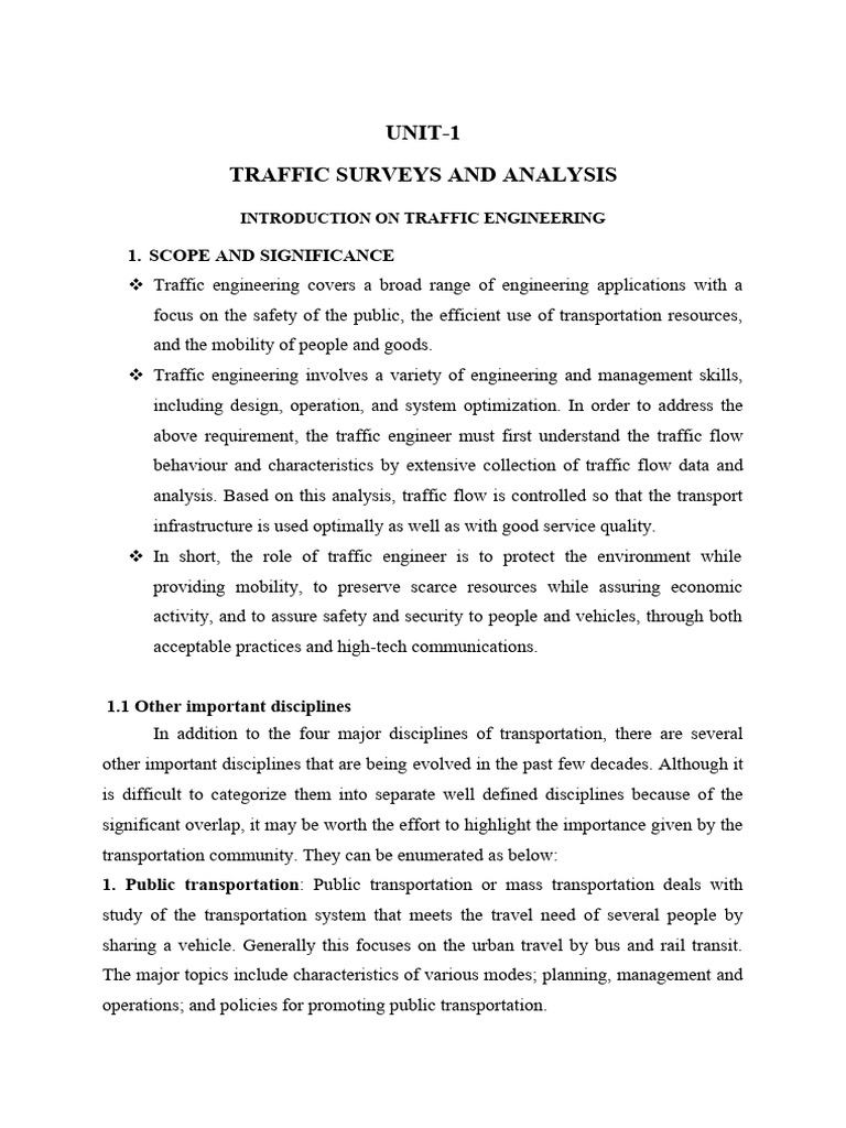 Unit-1 Tem Notes | PDF | Traffic Collision | Traffic
