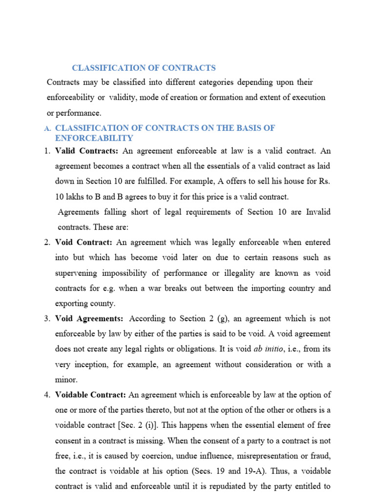 Types of Contracts Explained | PDF | Void (Law) | Legal Concepts