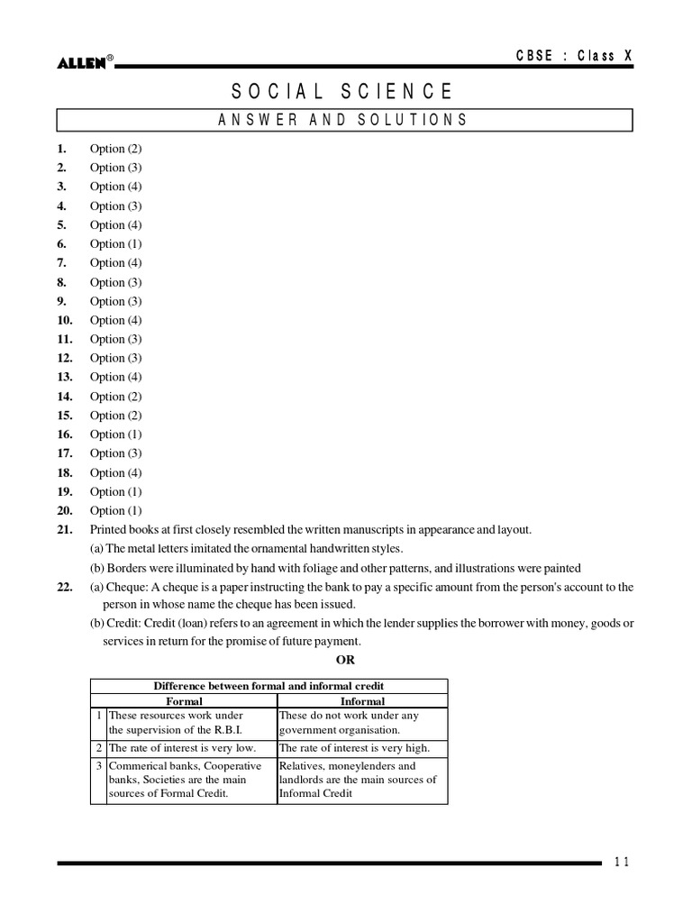 Kota PNCF BPT 10th Social Science Paper Solution | PDF | Employment ...