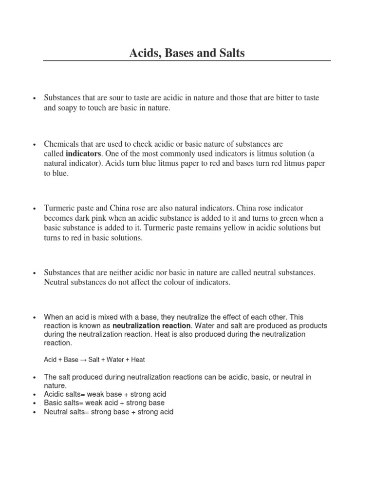 Understanding Acids, Bases, and Salts | PDF | Cooking, Food & Wine ...