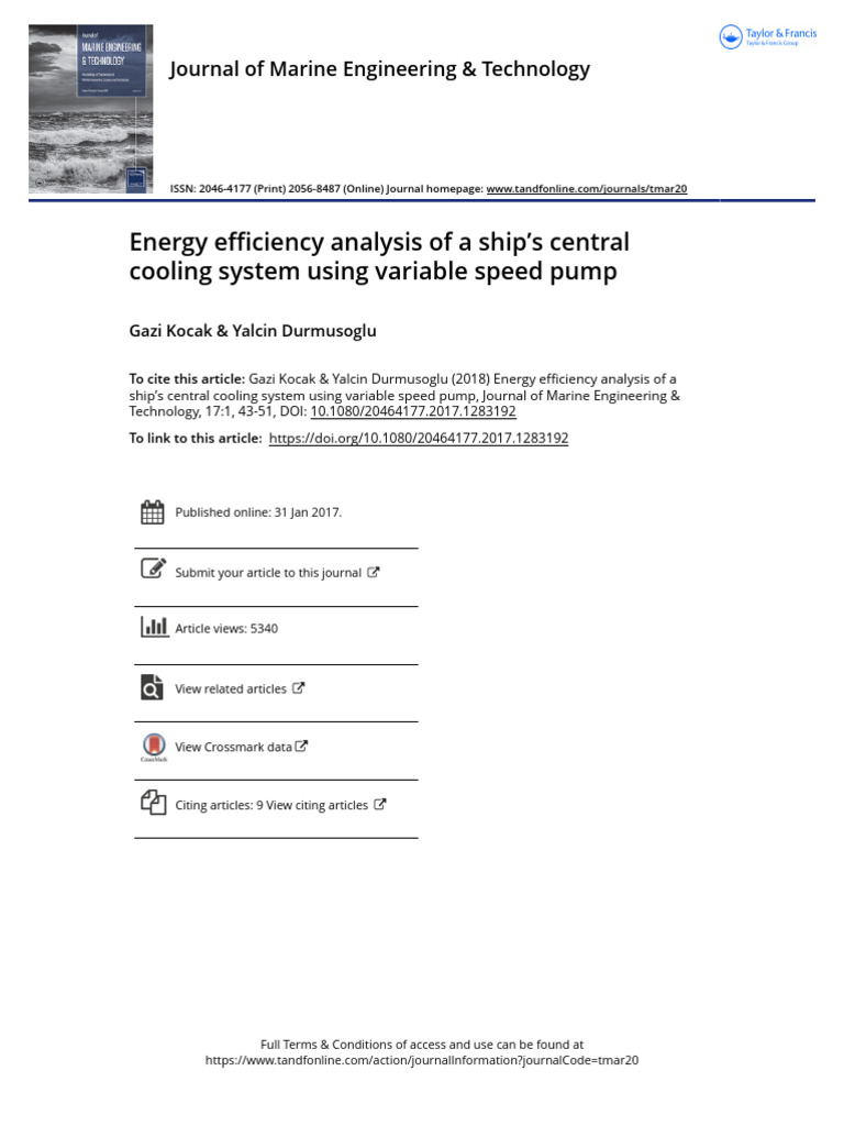 Energy Efficiency Analysis of A Ship S Central Cooling System Using ...