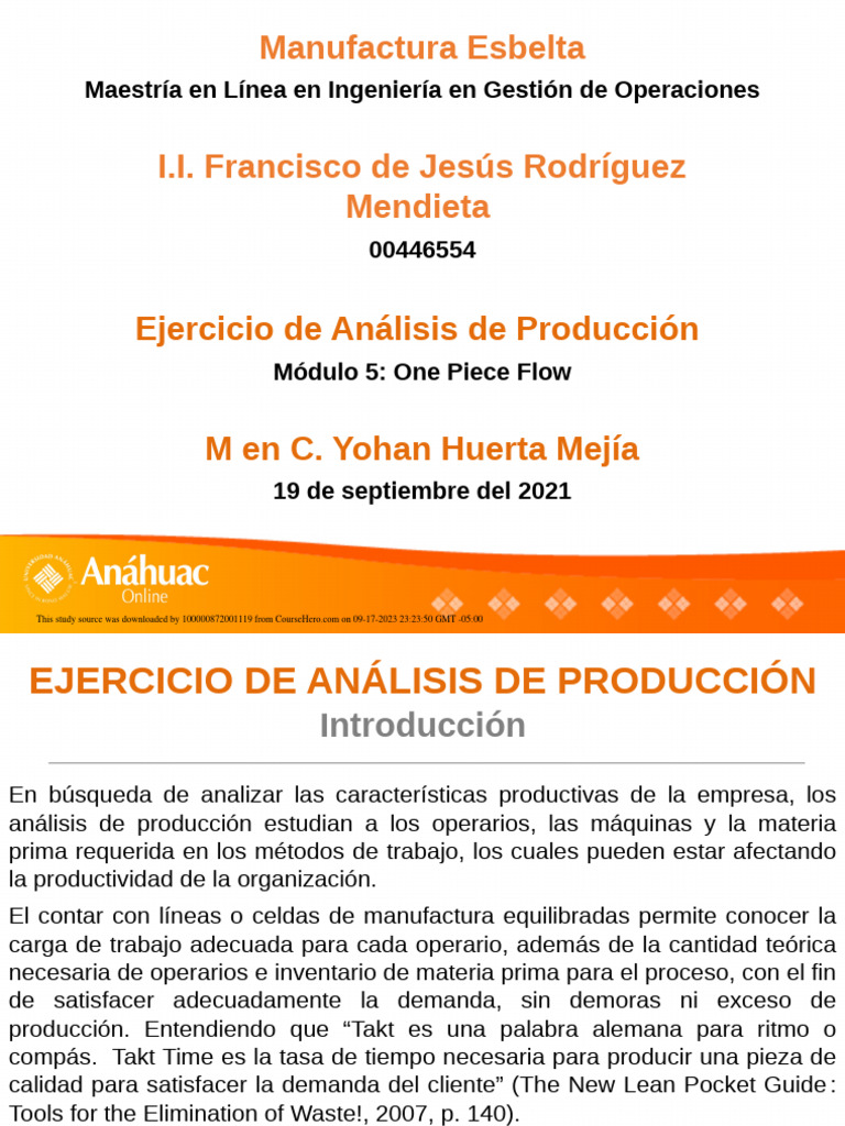 Tarea 10 Ejercicio de An Lisis de Producci N | PDF | Lean Manufacturing | Sector secundario de ...