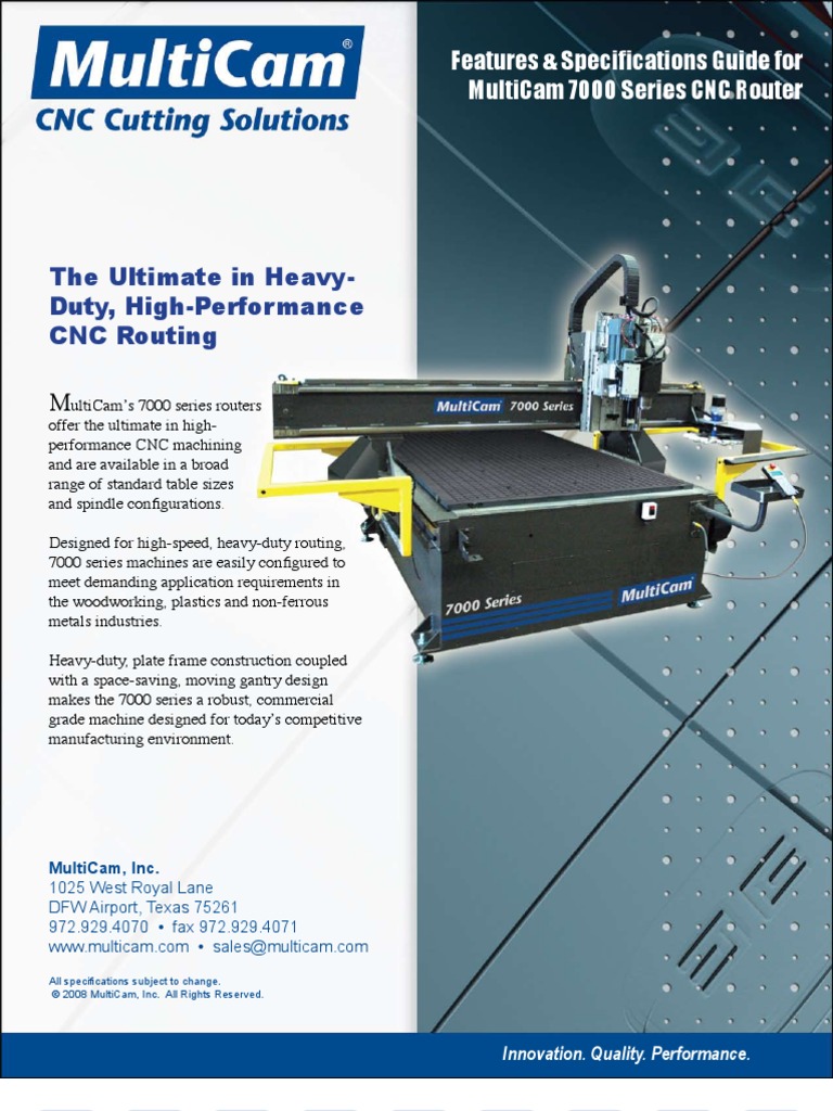 MultiCam 7000-Series CNC Router | PDF | Electric Motor | Gear
