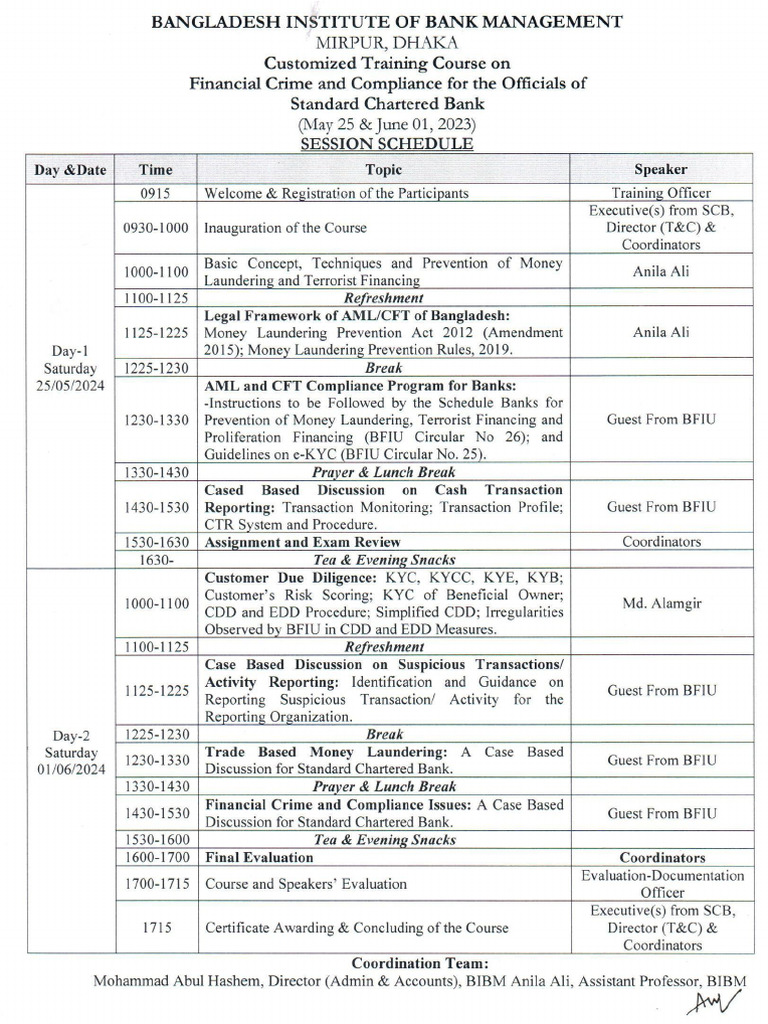 Session Schedule - SCB (FCC) | PDF