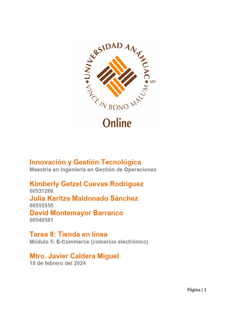 Tarea+9 +tienda+en+línea | PDF | Marketing | Comercio electrónico