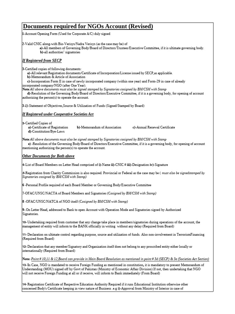 NGO Account Checklist-Revised | PDF | Non Governmental Organization ...