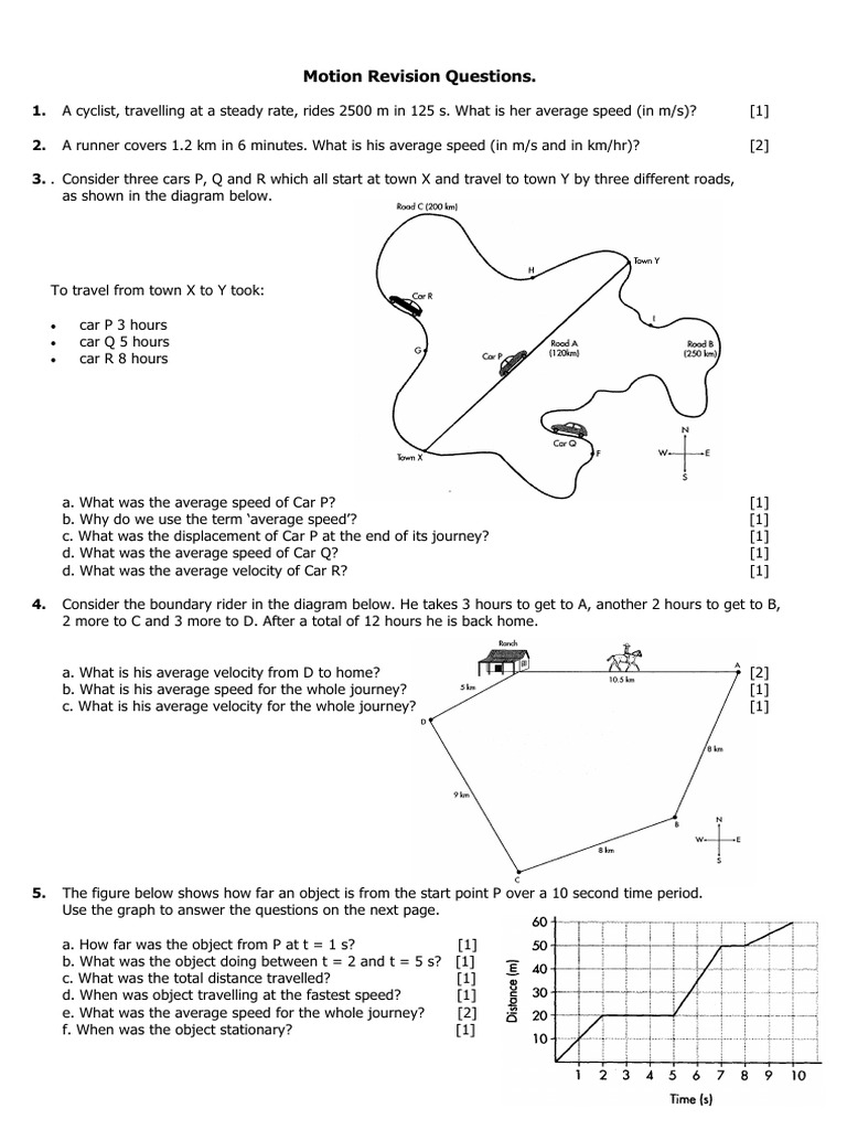Physics Motion Grade 9 Questions | PDF | Speed | Acceleration
