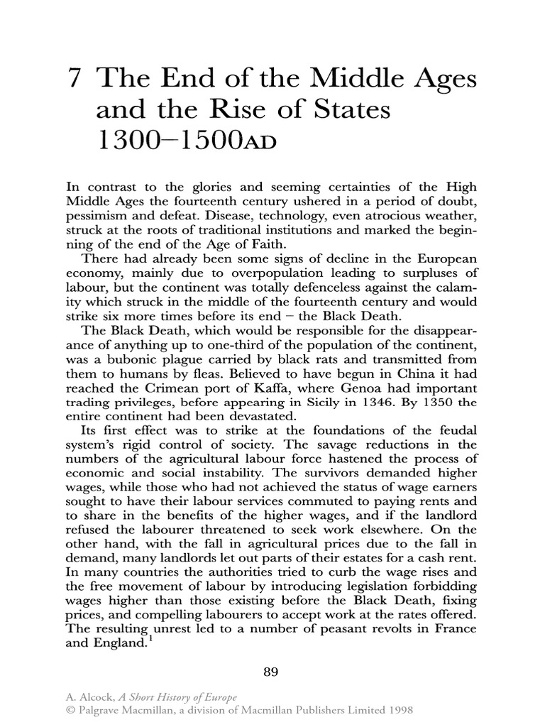 End of Middle Ages and The Rise of States | PDF | Pope | Black Death