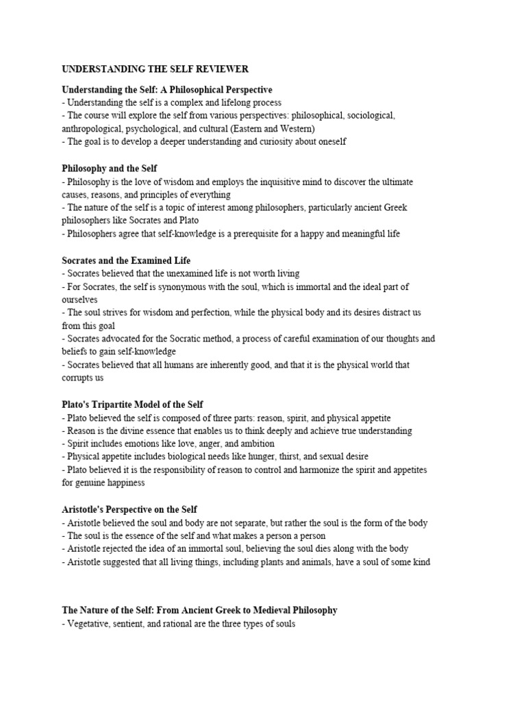 UTS Lesson 1 Reviewer | PDF | Soul | Philosophy Of Self