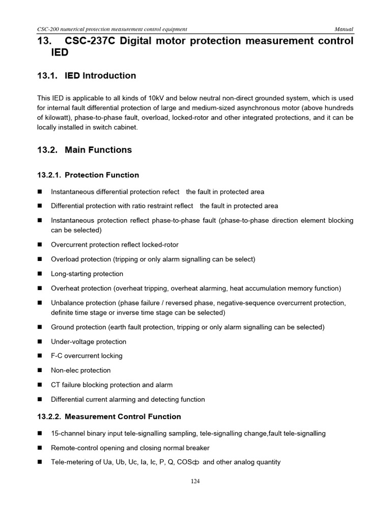 237C Motor Protection IED Overview | PDF | Electrical Connector | Power ...
