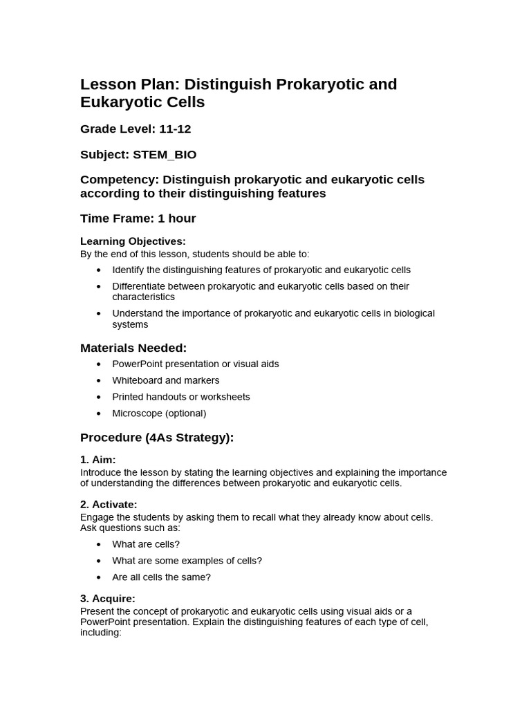 dll q1 wk2 | PDF | Cell (Biology) | Prokaryote
