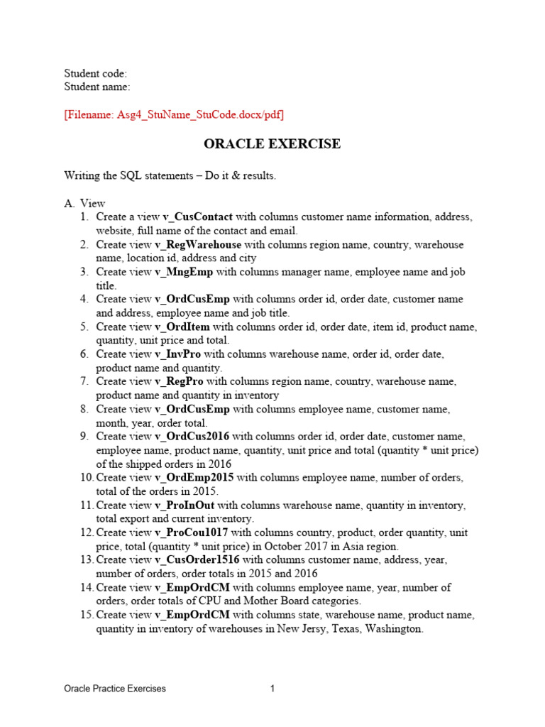 21.1A Order Sample Ora EN03 Objs | PDF | Warehouse | Data Management