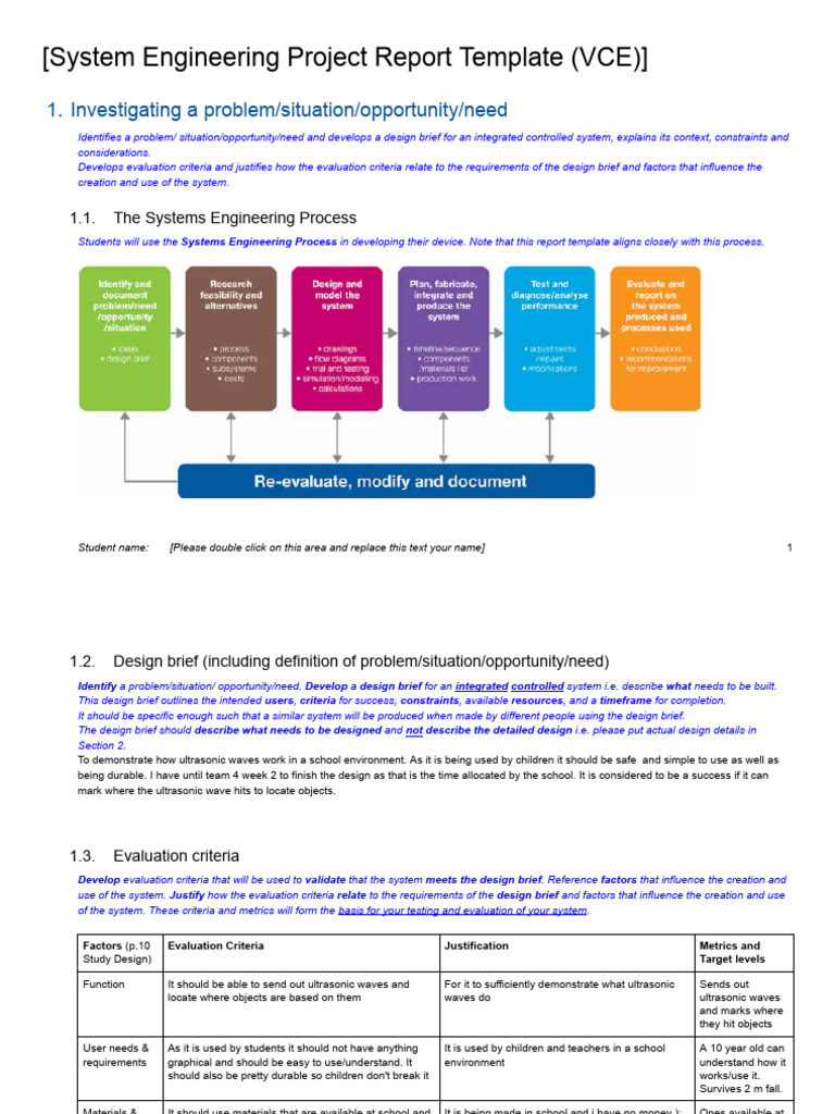 2024 System Engineering Project Report Template (VCE) - Richard | PDF ...