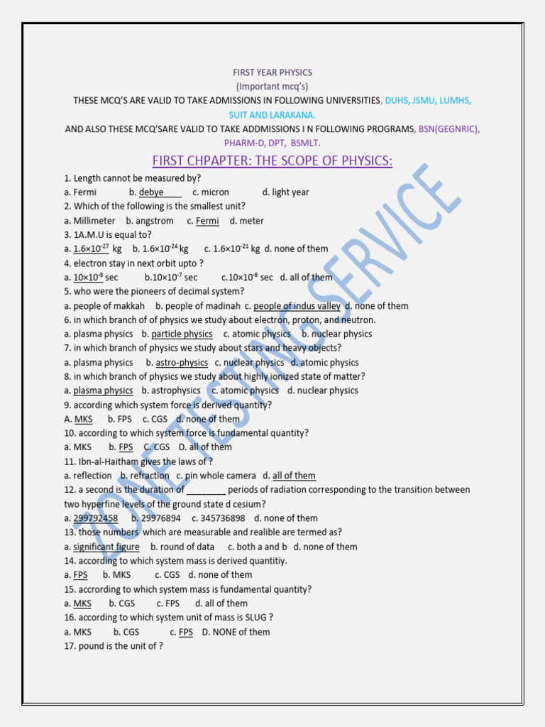 First Year Physics | PDF | Rotation Around A Fixed Axis | Waves