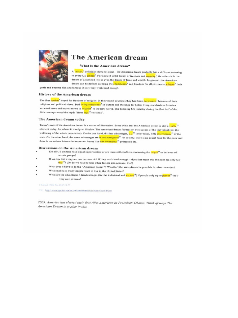 The American Dream (Text) | PDF