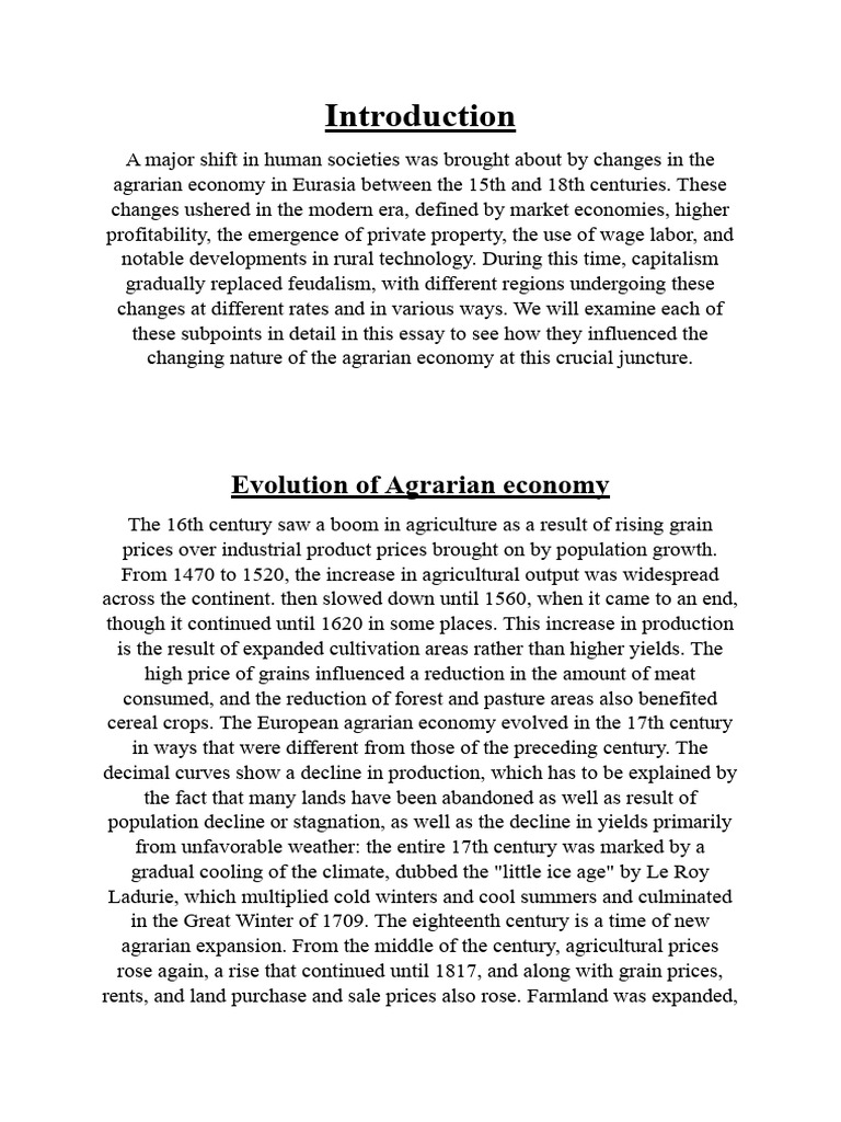 Agrarian Economy Evolution (15th-18th Centuries) | PDF | Agriculture ...
