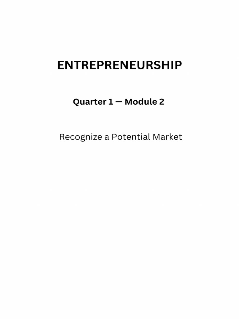 q1 m2 Recognize a Potential Market | PDF