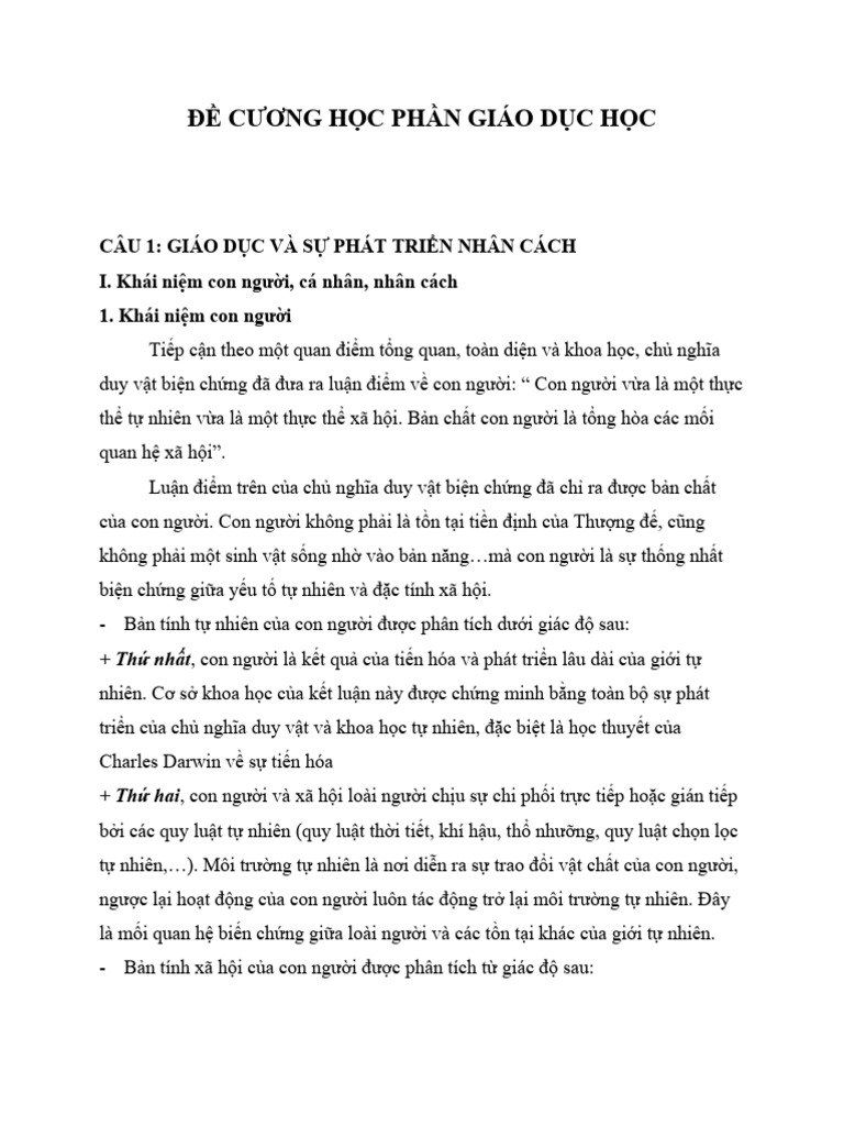 ĐỀ CƯƠNG GDH | PDF