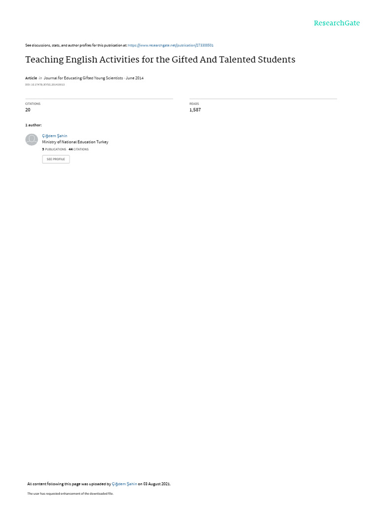 Teaching English Activities For The Gifted and Talented Students | PDF ...