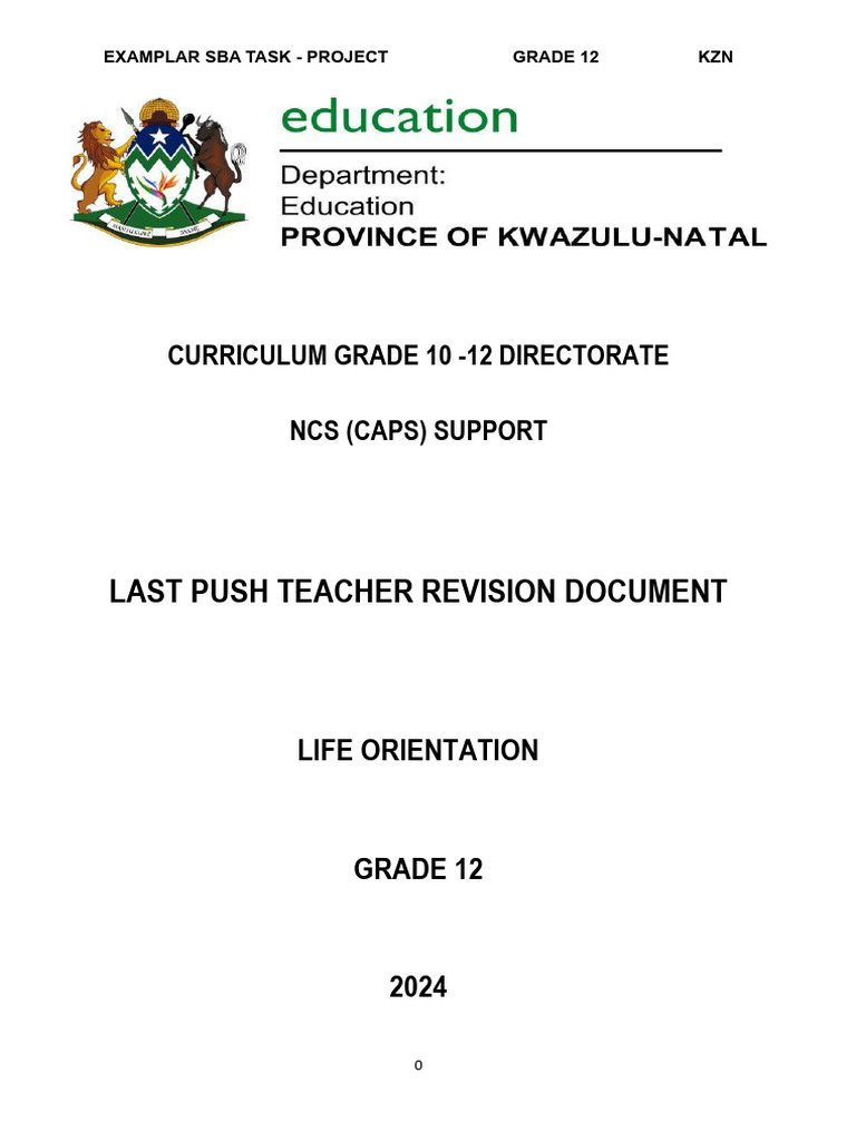 KZN Grade 12 Life Orientation Revision Guide | PDF | Stress (Biology ...