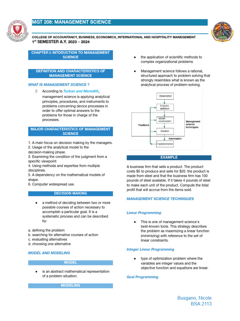 Management Science Mansci | PDF | Mathematical Optimization | Linear Programming