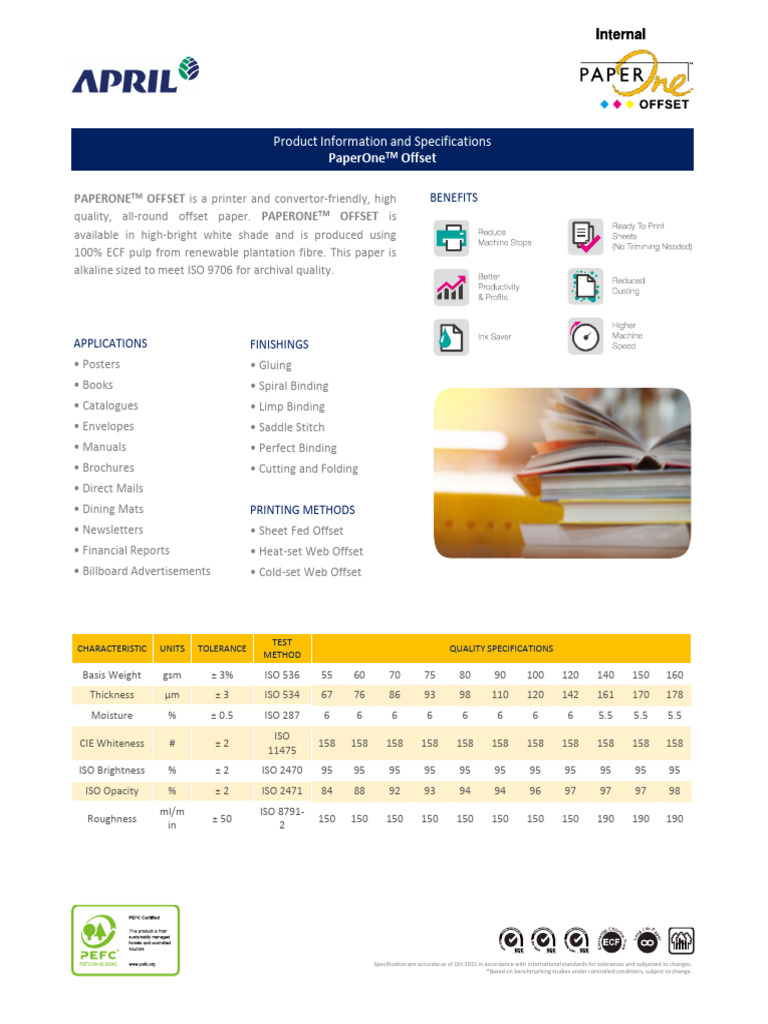 Paperone Offset Spec | PDF | Paper | Publishing