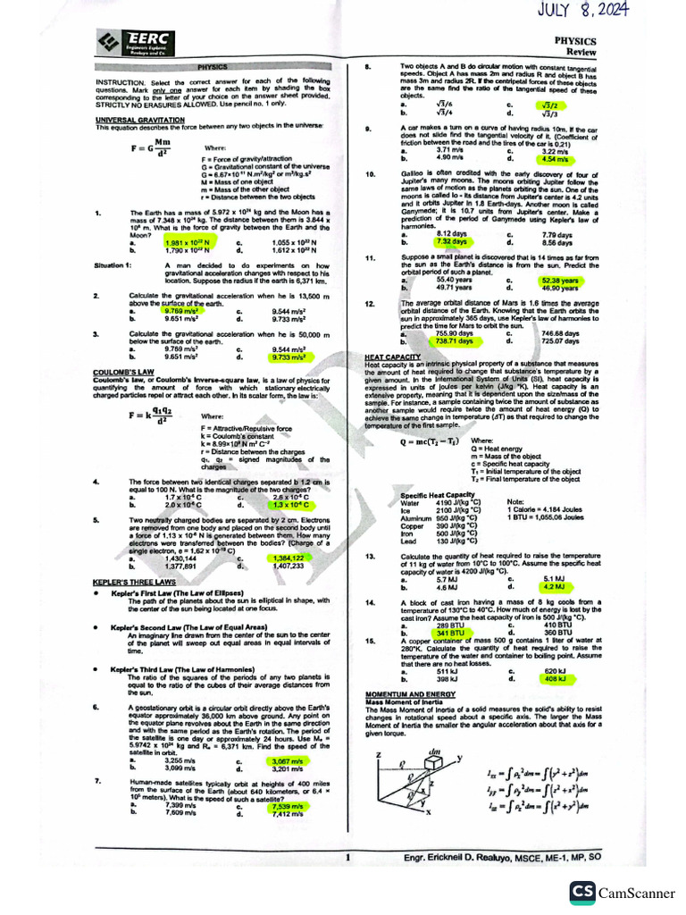 EERC Physics Handouts Notes | PDF