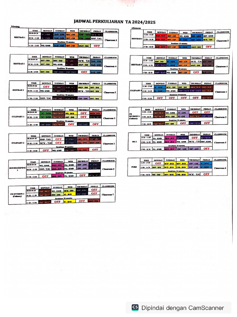 Jadwal Perkuliahan 2024 | PDF