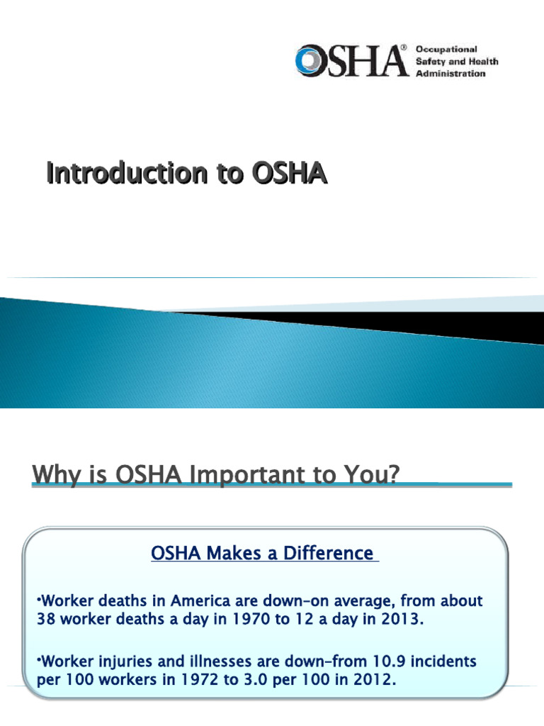 Introduction of OSHA | PDF | Occupational Safety And Health ...