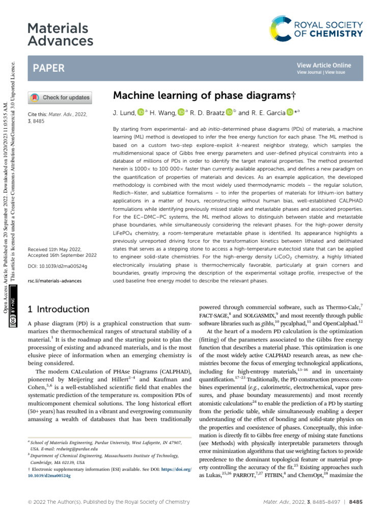 Machine Learning of Phase Diagrams | PDF | Phase (Matter) | Solubility