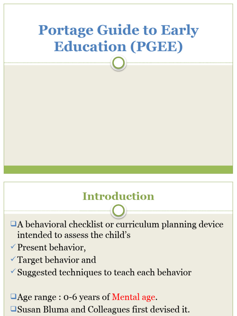 Portage Guide To Early Education (PGEE) | PDF | Imitation | Attention