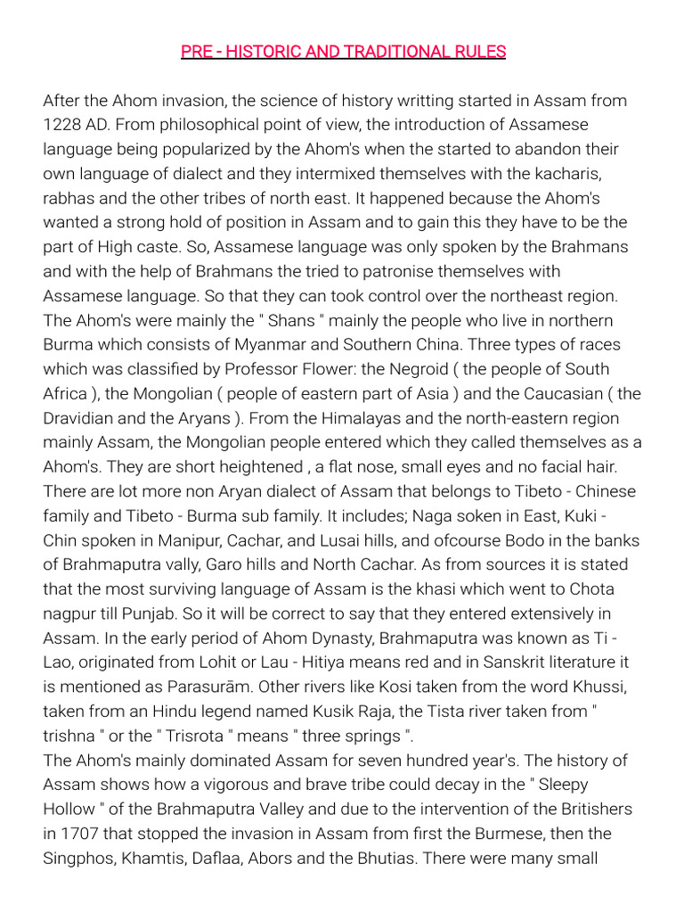 Prehistoric and Traditional Rules of Assam | PDF | South Asia