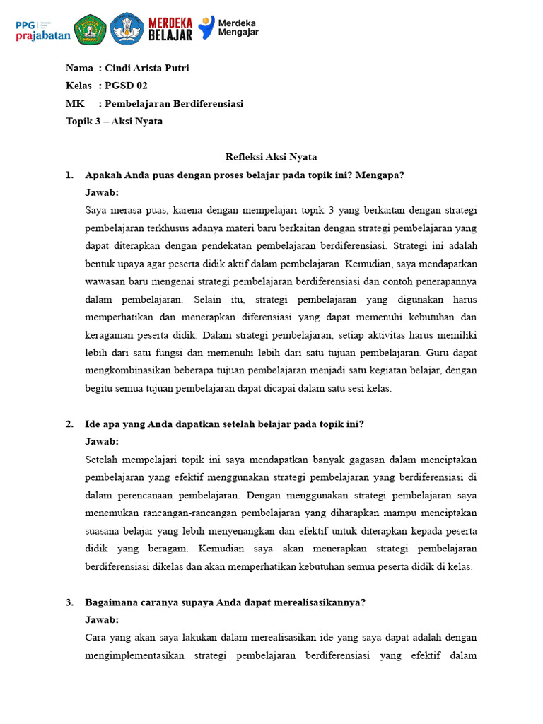 Cindi Arista Putri-Topik 3-Aksi Nyata-PB | PDF