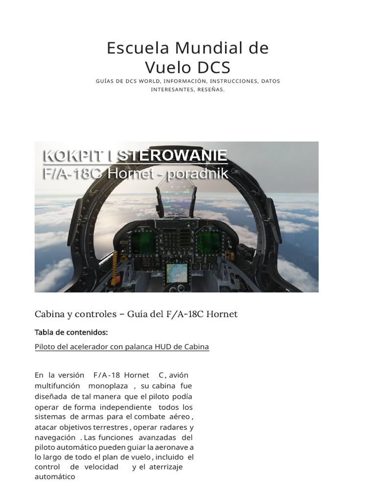 0 Cabina y Controles - Guía Del F - A-18C Hornet | PDF | Mc Donnell ...