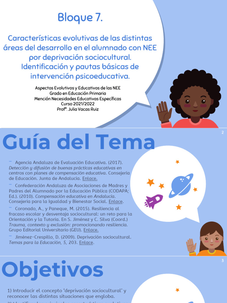 Bloque 7 Deprivación Sociocultural | PDF | Las emociones | Educación primaria