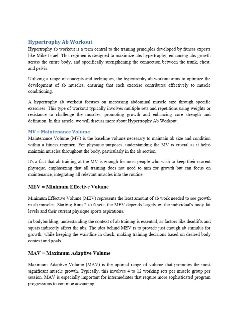 Hypertrophy Ab Workout - Edited | PDF | Strength Training | Muscle ...