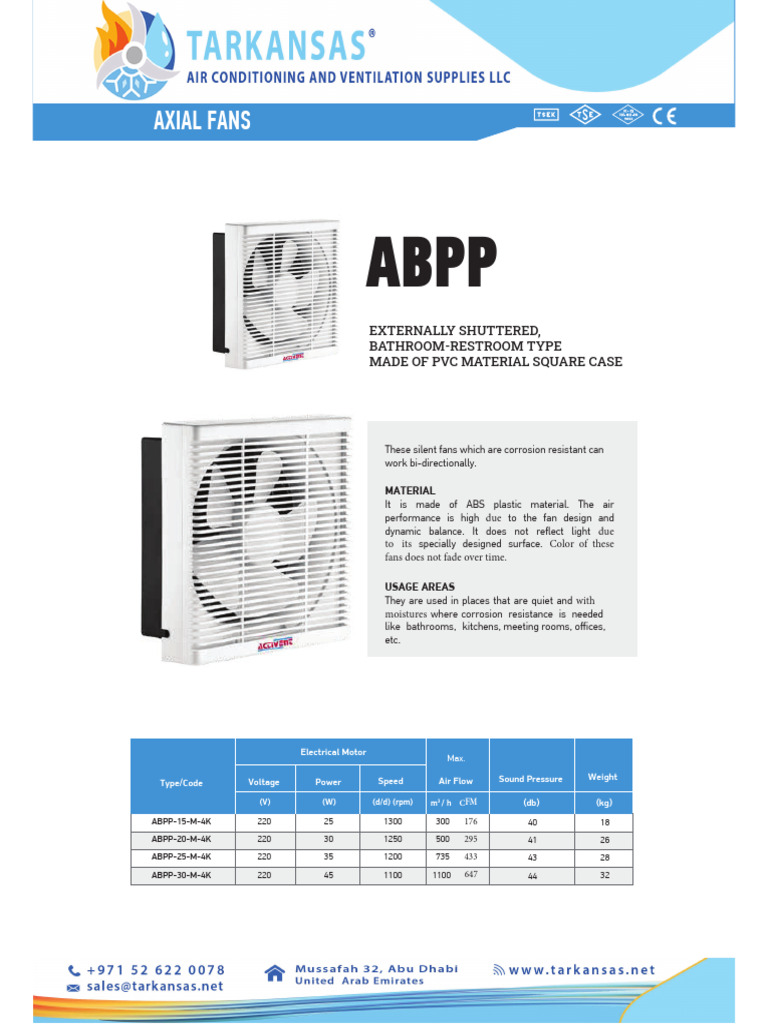 Abpp - External Shuttered Square Case Exhaust Fans | PDF | Manufactured ...