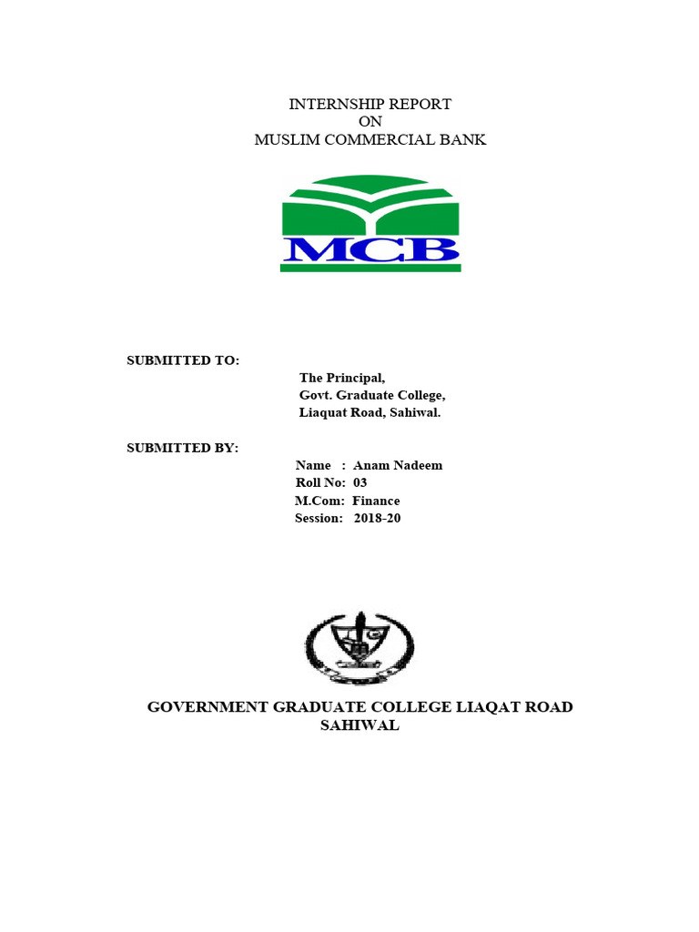 MCB Final Report | PDF | Banks | Transaction Account