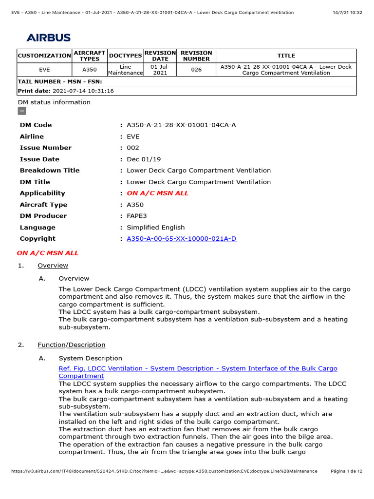 A350 Lower Deck Cargo Ventilation Guide | PDF | Valve | Duct (Flow)