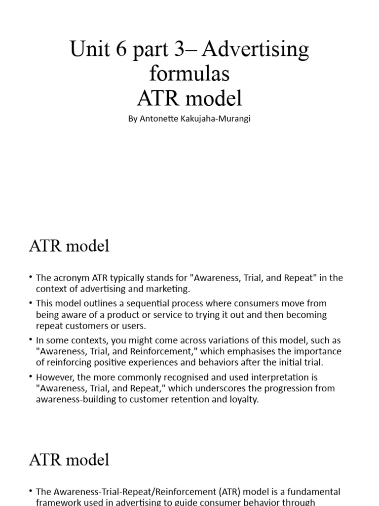 Unit 6 Part 3 - Advertising Formulas ATR | PDF | Marketing | Brand